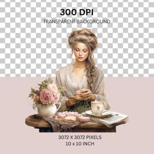 Renaissance Lady Vintage Watercolor Clipart Bundle, Transparent PNG ...