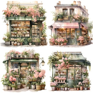 Spring Flower Shop Watercolor Clipart Bundle, Transparent Png,instant ...