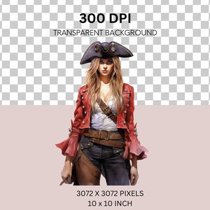 Pirate Girls Watercolor Clipart Bundle, Transparent PNG, Pretty Girls ...