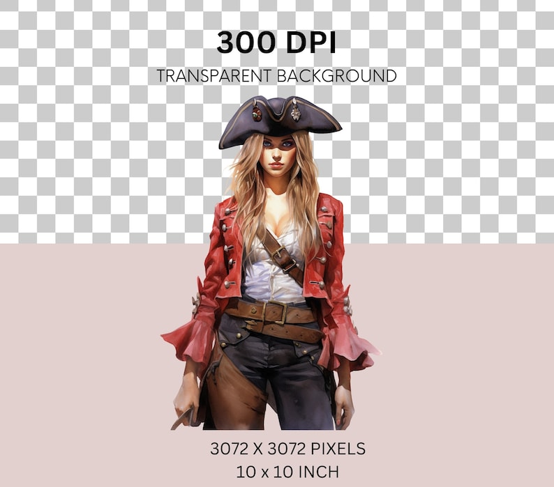 Pirate Girls Watercolor Clipart Bundle, Transparent PNG, Pretty Girls ...