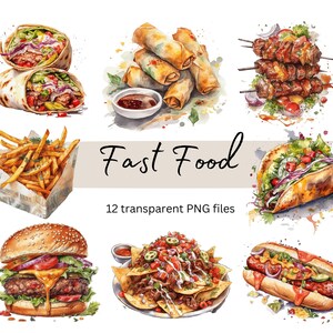 Fast Food Clipart Bundle Transparent PNG Digital Download - Etsy