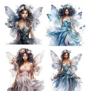 Winter Pixies Watercolor Clipart Bundle, Transparent PNG, Pretty Girls ...