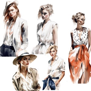 Fashion Girl Watercolor Clipart Bundle, Transparent PNG, Digital ...