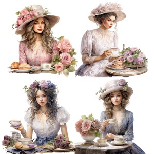 Renaissance Lady Vintage Watercolor Clipart Bundle, Transparent PNG ...