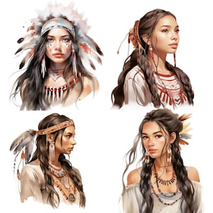 Western Native Indian Watercolor Clipart Bundle, Transparent PNG ...