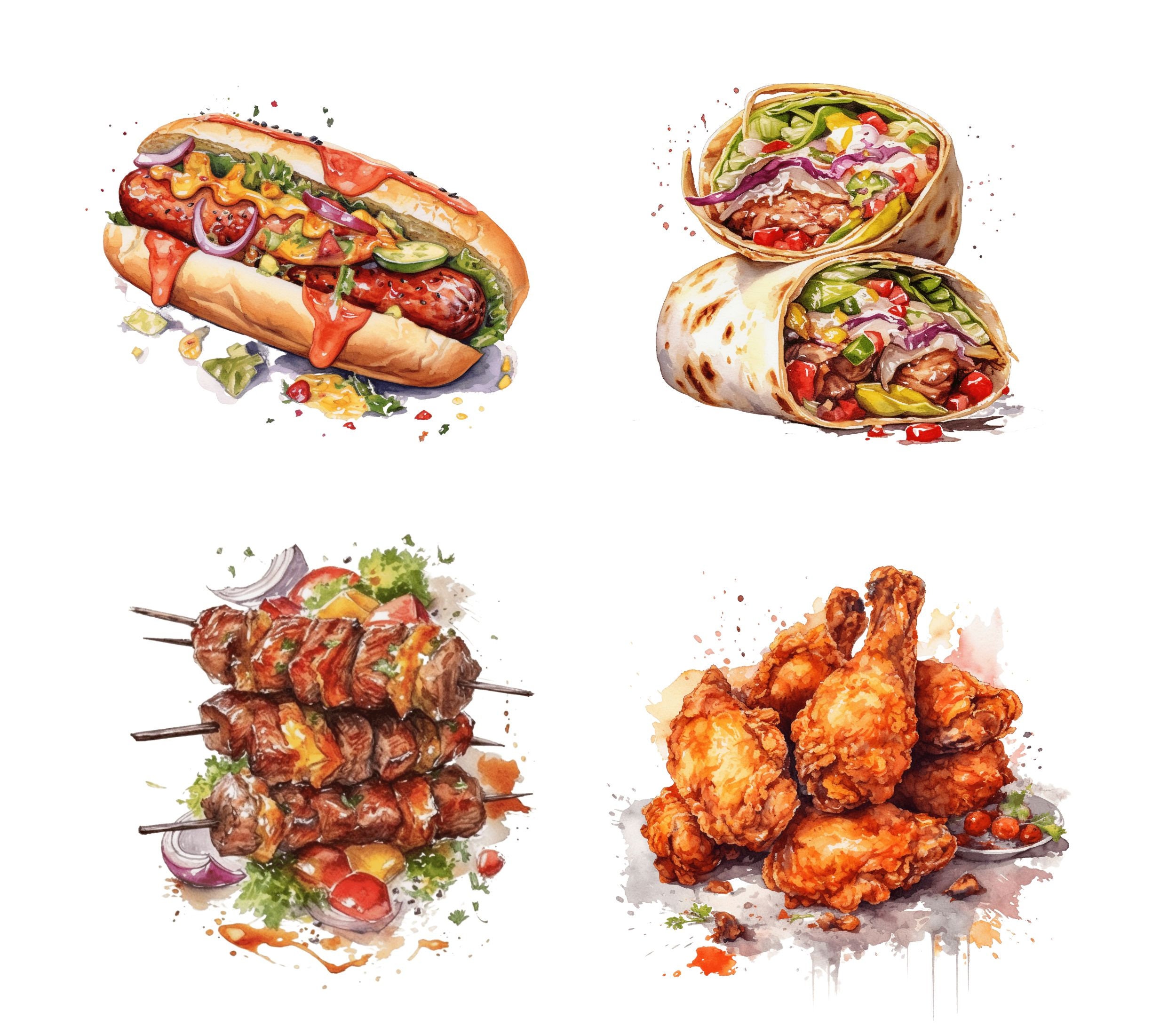 Fast Food Clipart Bundle Transparent PNG Digital Download - Etsy