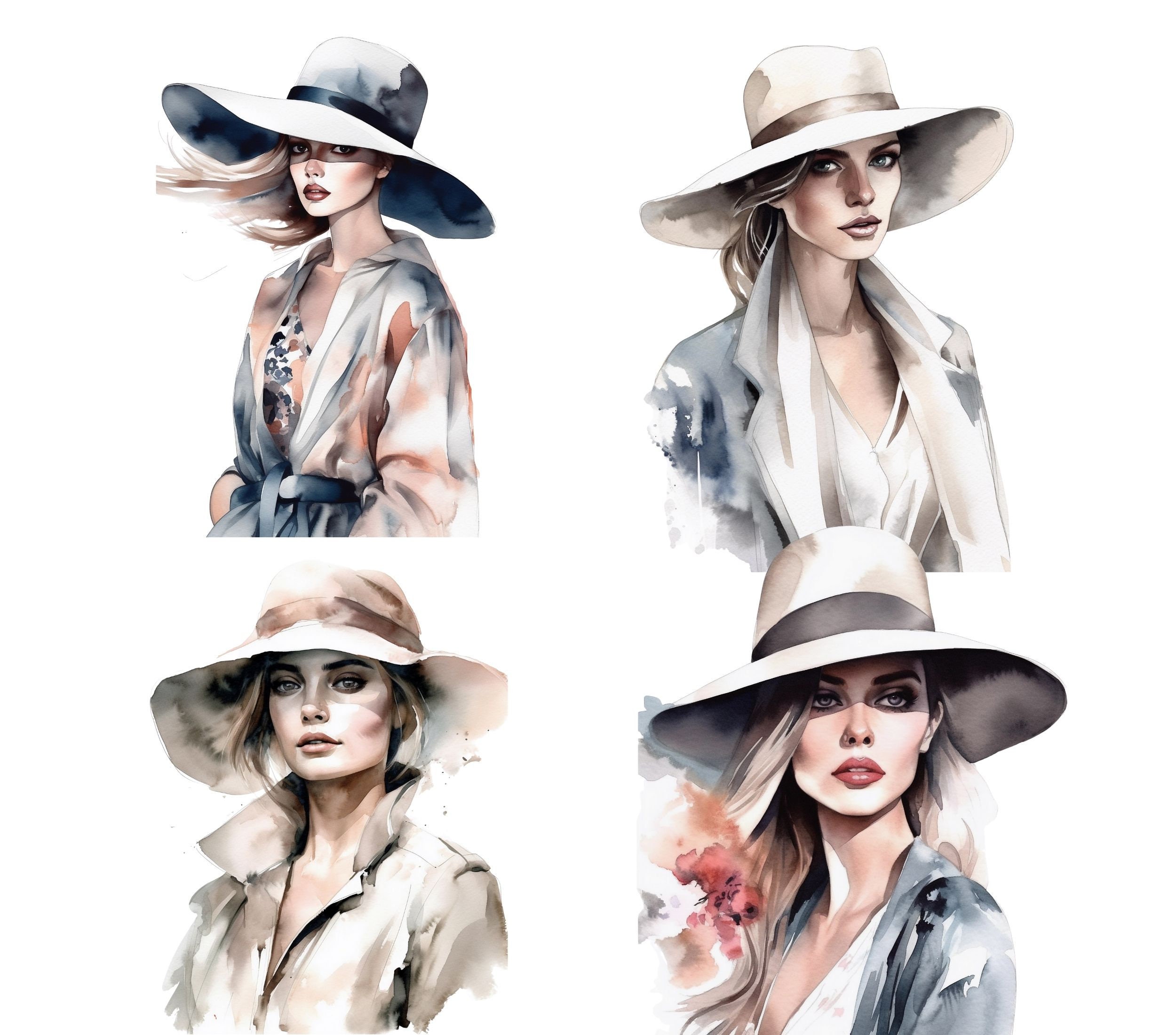 Fashion Girl Watercolor Clipart Bundle, Transparent PNG, Digital ...