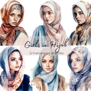 Hijab Girls Clipart Bundle, Transparent PNG, Muslim Girl Fashion ...