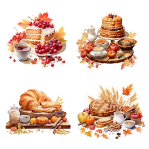 Autumn Baking Watercolor Clipart Bundle, Transparent PNG, Digital ...
