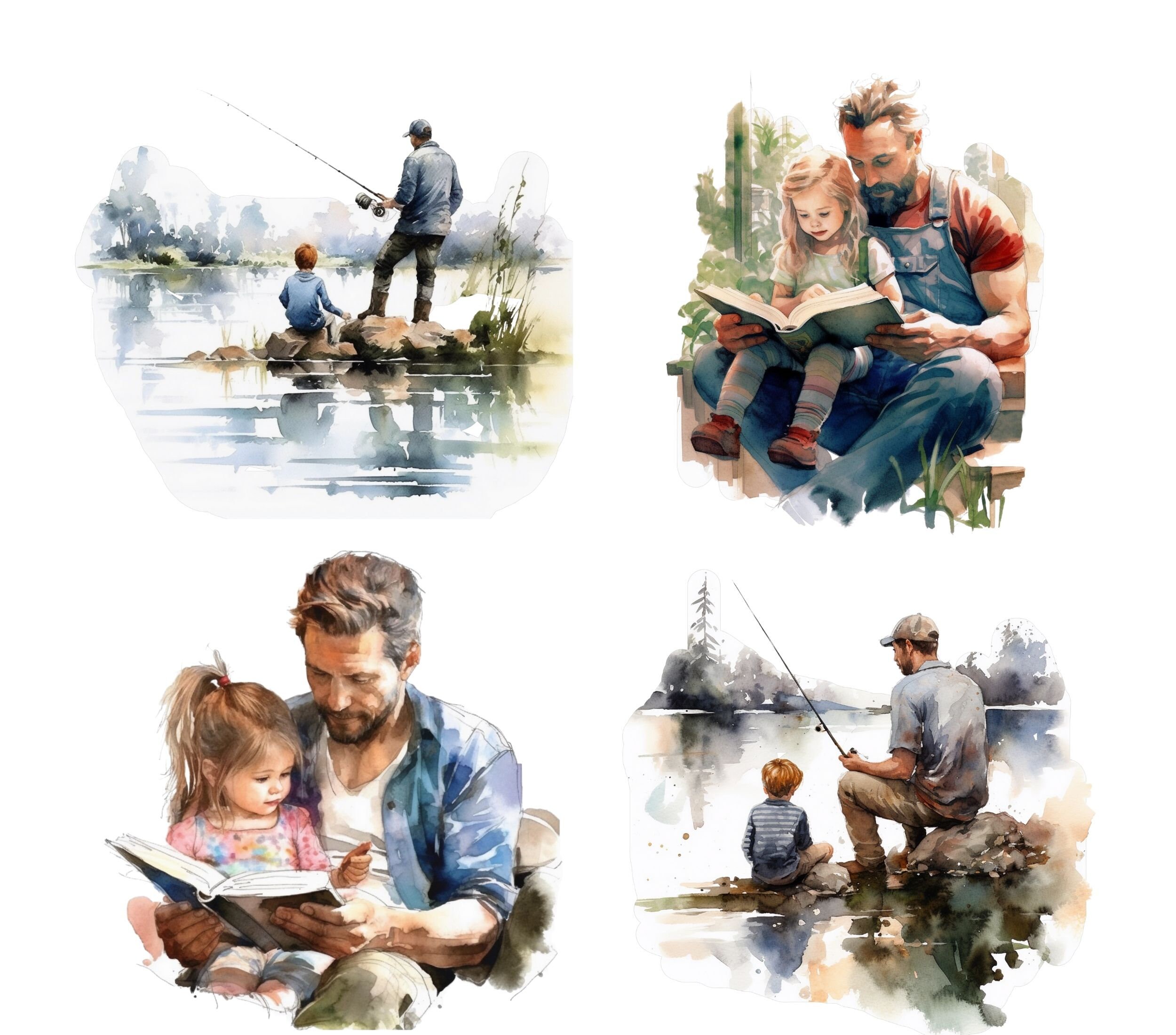 Father's Day Watercolor Clipart Bundle Transparent PNG - Etsy UK
