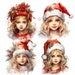 Christmas Little Girls Watercolor Clipart Bundle, Transparent PNG, Cute ...