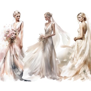 Bride Watercolor Clipart Bundle, Junk Journal Bride Wedding Clipart ...