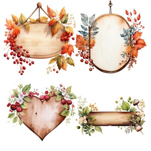 Wooden Signs Watercolor Clipart Bundle, Transparent Png,digital ...