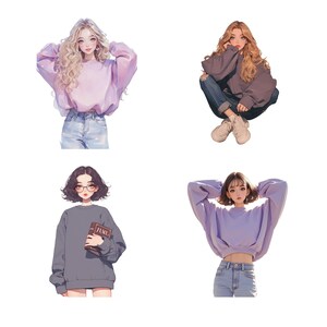 Fashion Girl Watercolor Clipart Bundle, Transparent PNG, Digital ...