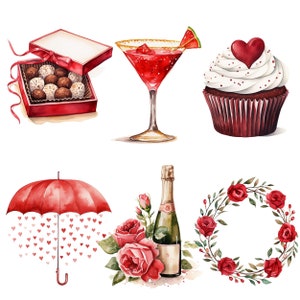 Valentines Day Watercolor Clipart Bundle, Transparent PNG, Digital ...