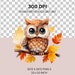 Autumn Owls Watercolor Clipart, Transparent PNG, Digital Download, Card ...