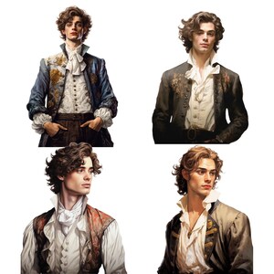 Baroque Vintage Man Watercolor Clipart Bundle, Transparent PNG, People ...