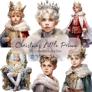 Christmas Prince Watercolor Clipart Bundle, Transparent PNG, Cute ...