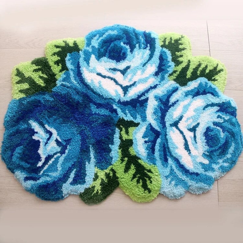 Colorful Pink Roses Flower Rug Perfect Living Room Décor & Housewarming ...