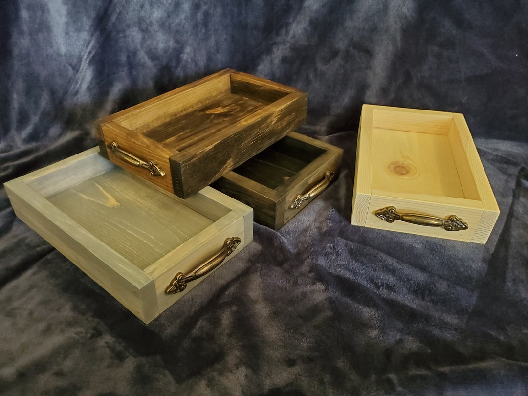 Small Catch All Tray With Handles, Coffee Table Tray, Wood Tray With ...
