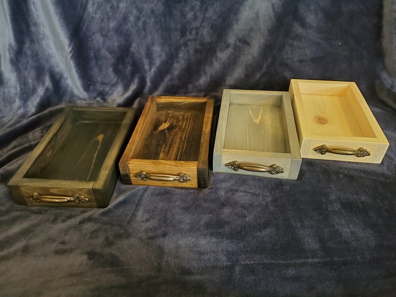 Small Catch All Tray With Handles, Coffee Table Tray, Wood Tray With ...