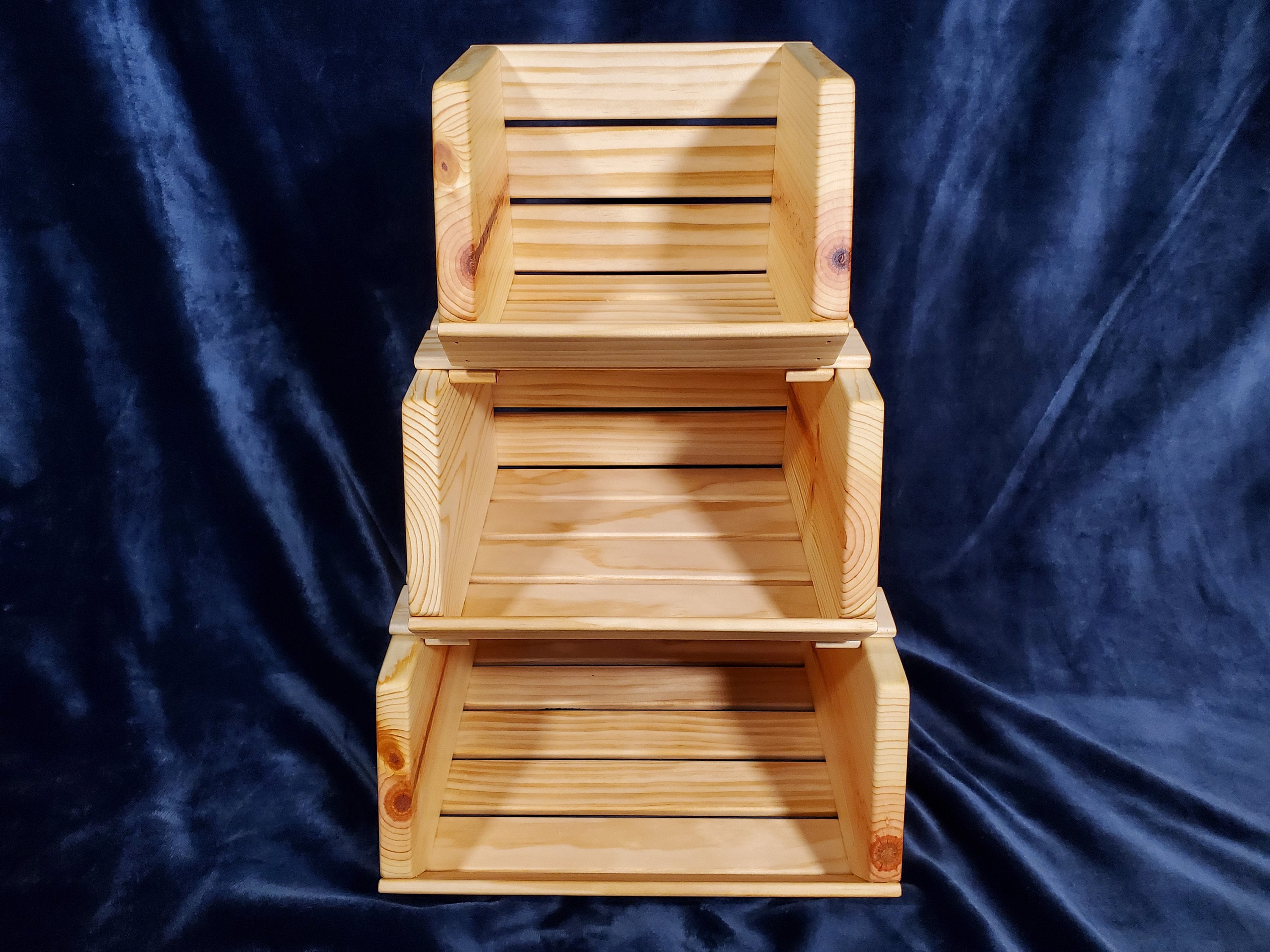 Set of 3 Stackable Produce Bins, Wooden Produce Bins, Kitchen Counter ...