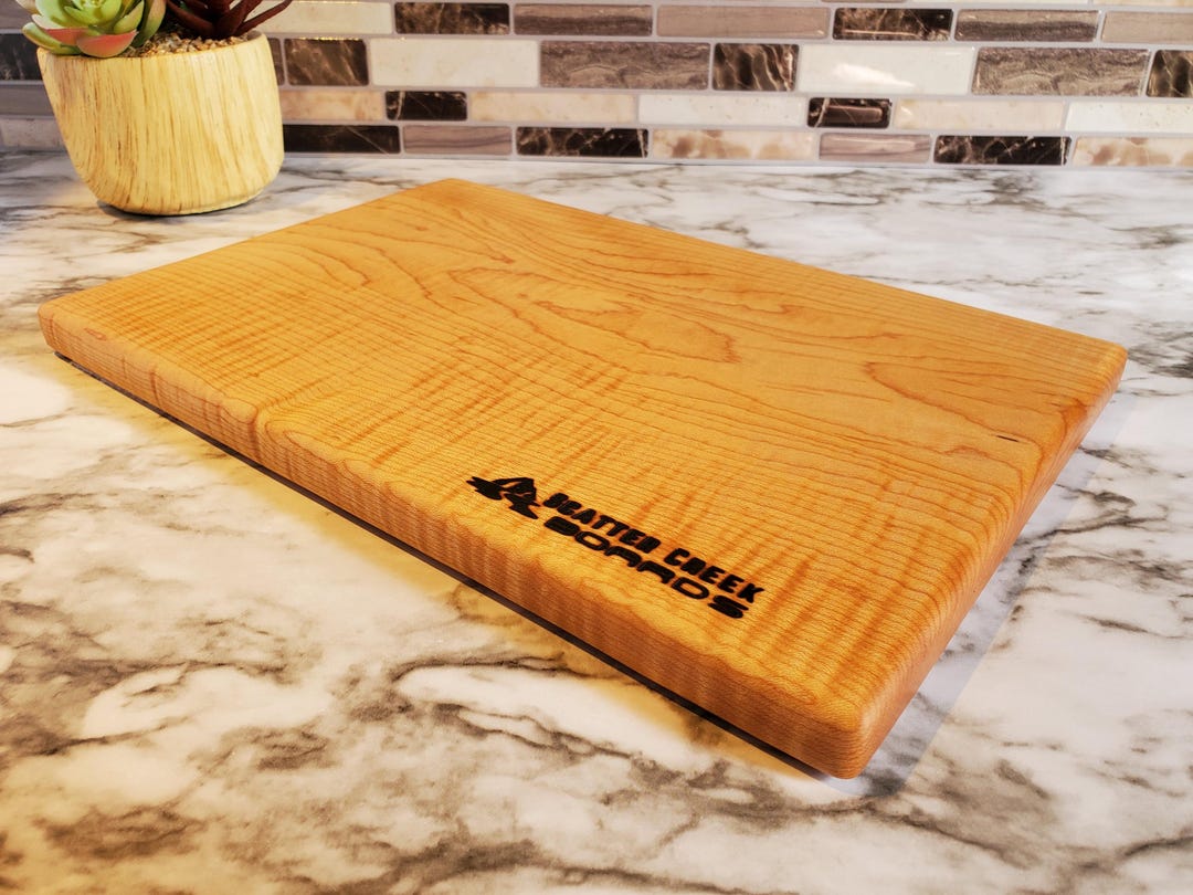 Solid Curly Maple 8x12 Wood Cutting Board, Non-toxic No Glue Cutting ...