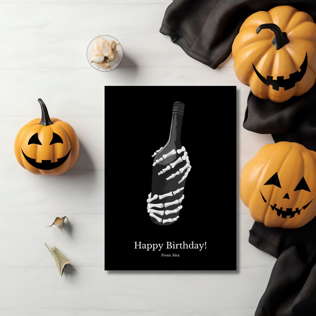 Creep It Real With a Halloween Skeleton Birthday Party Card - Etsy