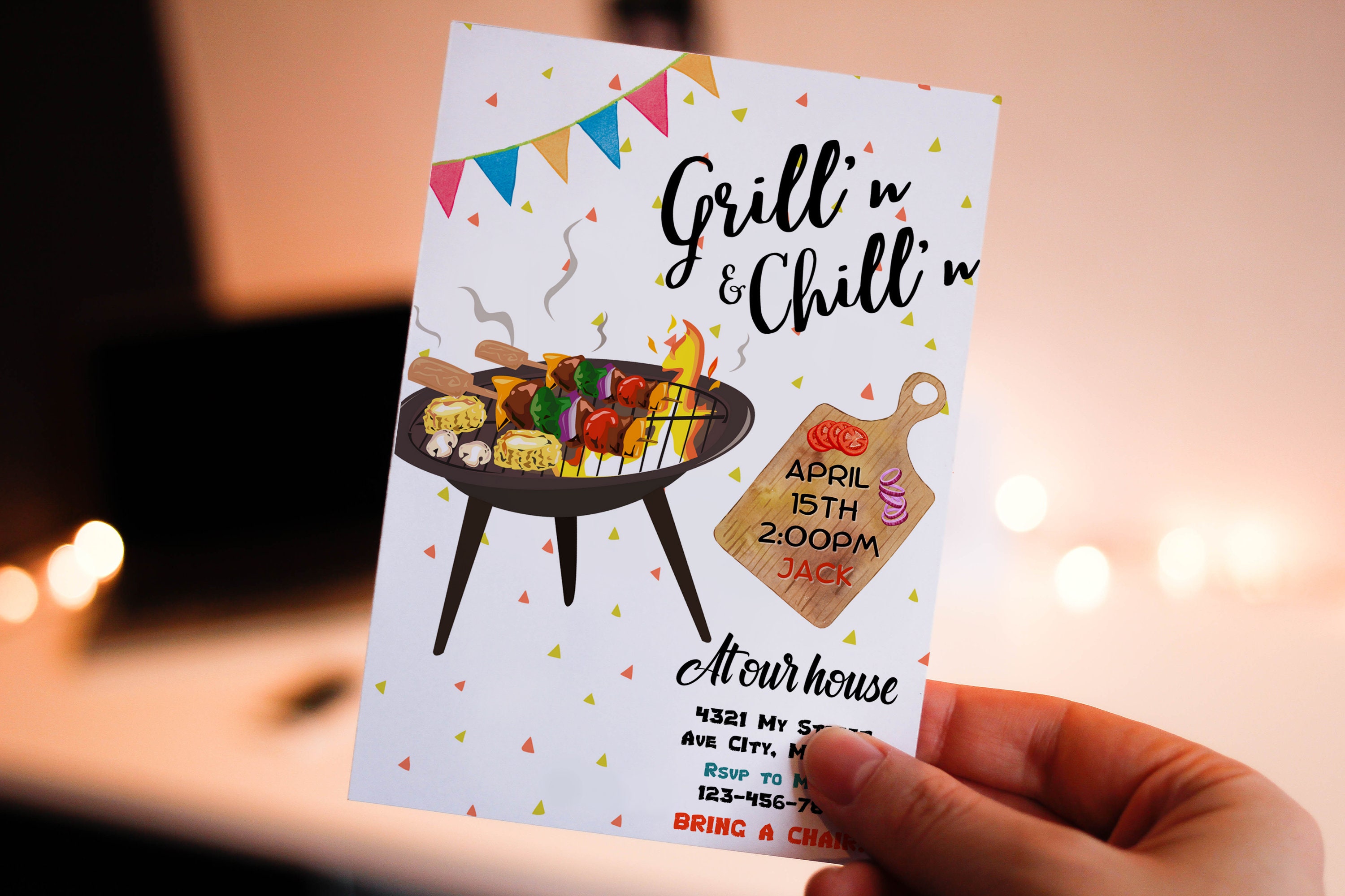 Combined Birthday BBQ Invitation - EDITABLE Digital Grill and Chill ...