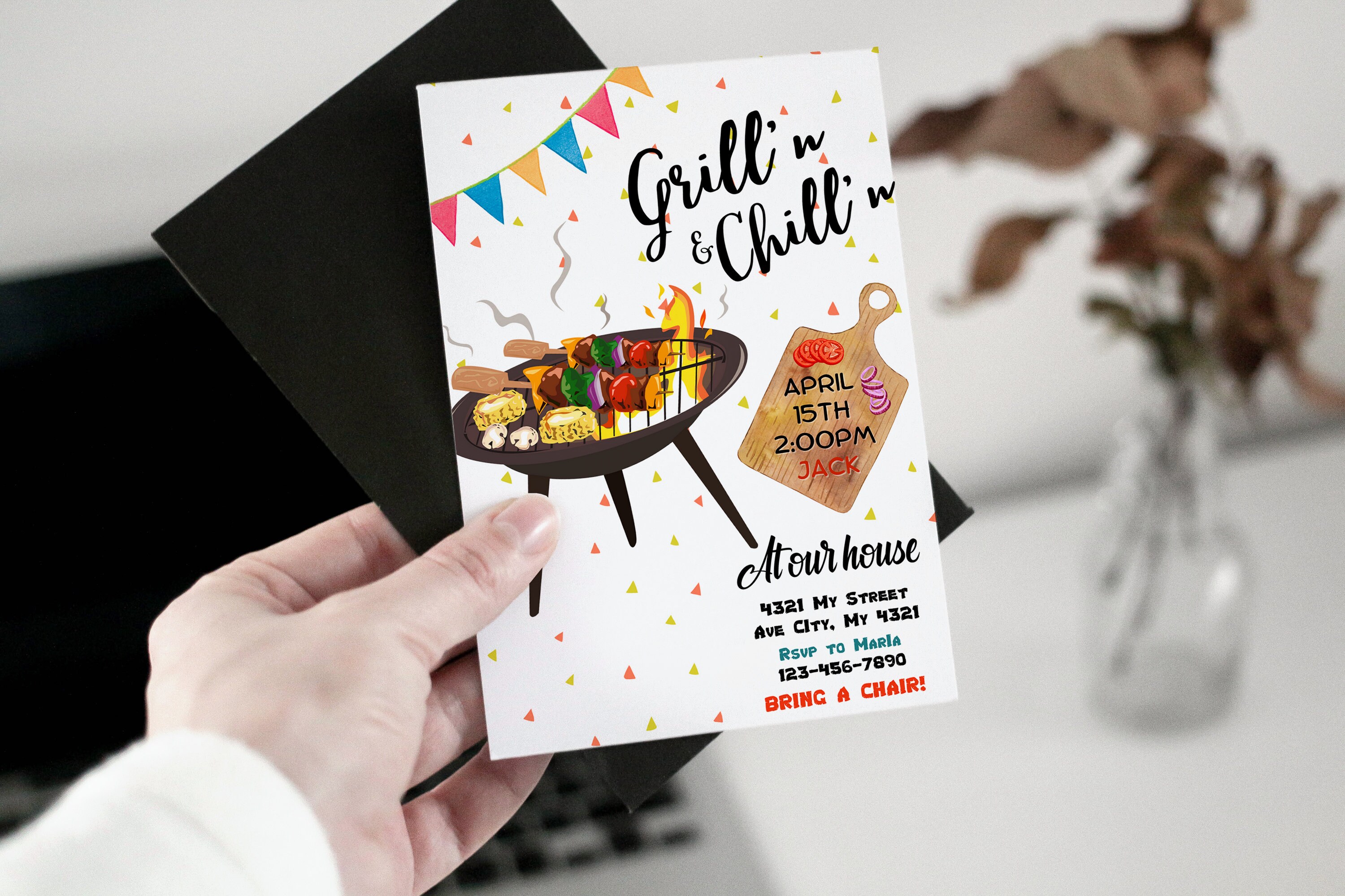 Combined Birthday BBQ Invitation - EDITABLE Digital Grill and Chill ...