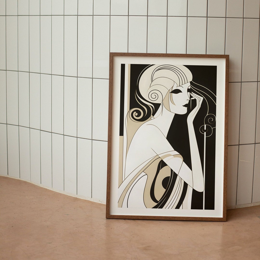 Abstract Portrait, Art Nouveau, Instant Download, Printable Wall Art ...