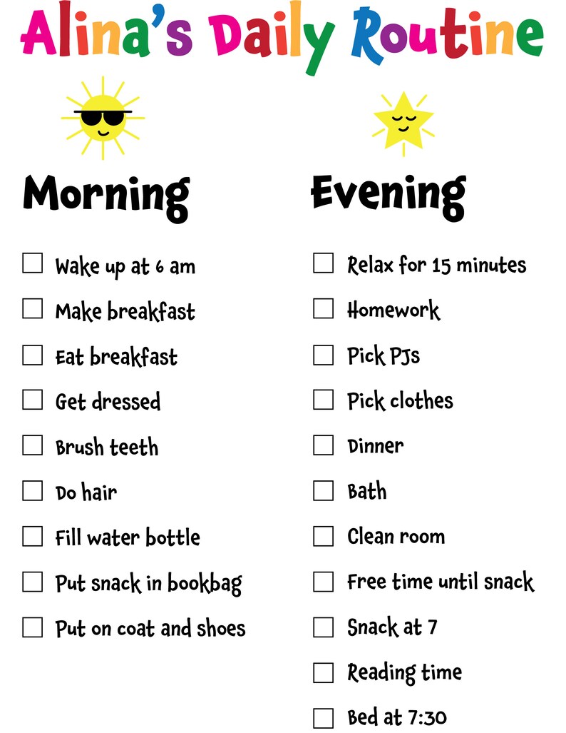 Customizable Daily Routine for Kids - Etsy