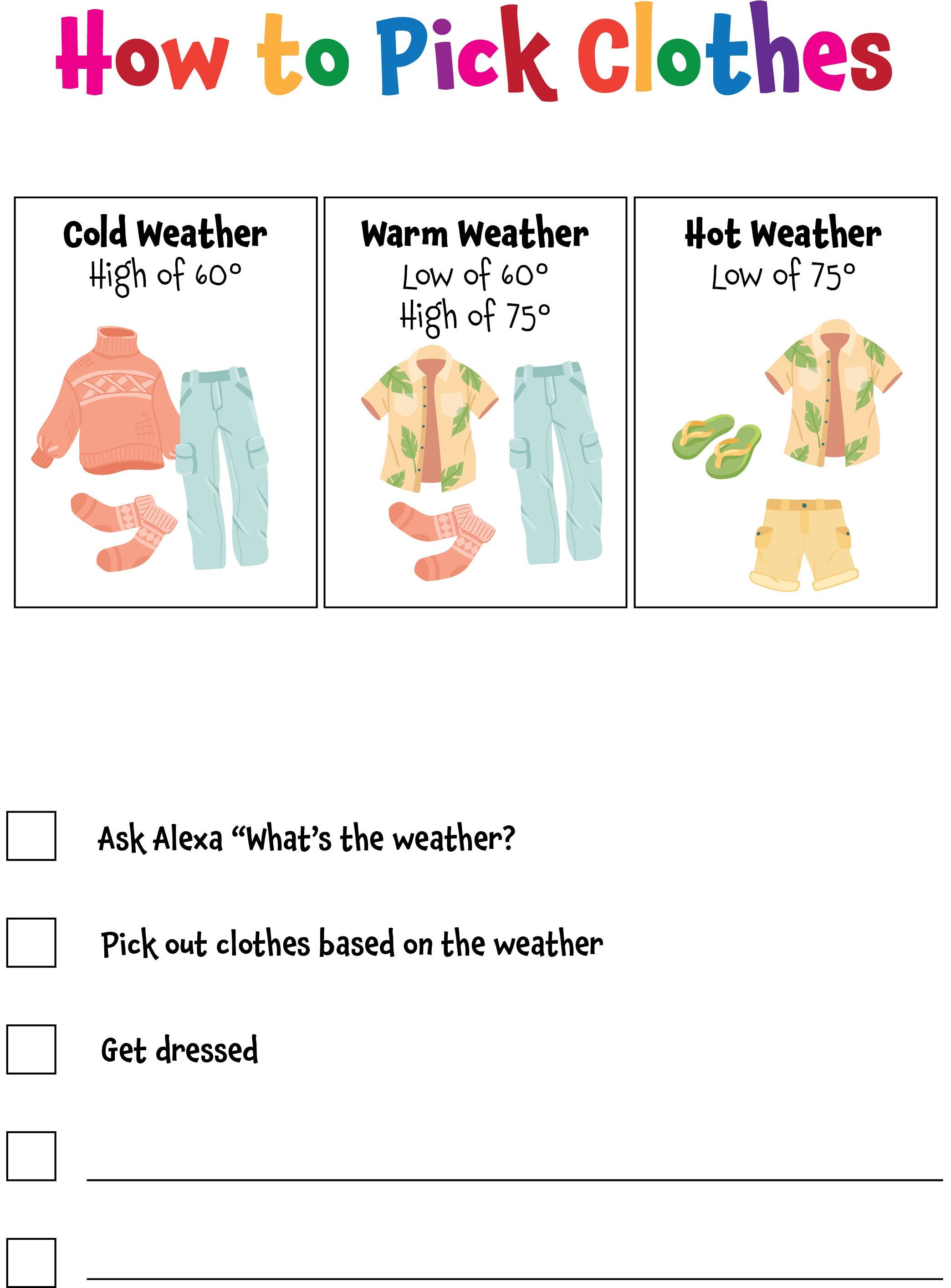 How to Pick Clothes for Kids; Picking Clothes for the Weather - Etsy