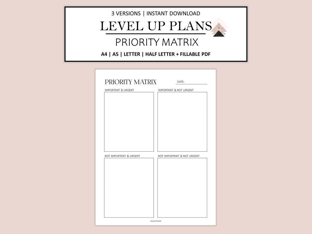 Priority Matrix Printable | Priorities Planner | Decision Matrix ...