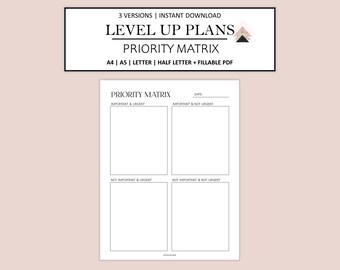 Printable Priority Matrix, Eisenhower Matrix, Decision Matrix ...