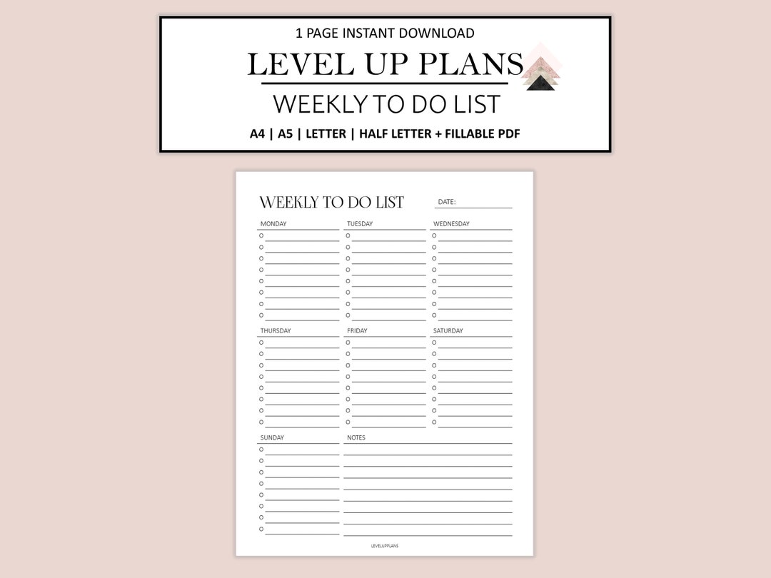 Weekly to Do List Printable Productivity Planner Weekly Planner Task ...