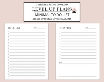 Minimal to Do List Printable PDF, Simple Tasks List Template ...