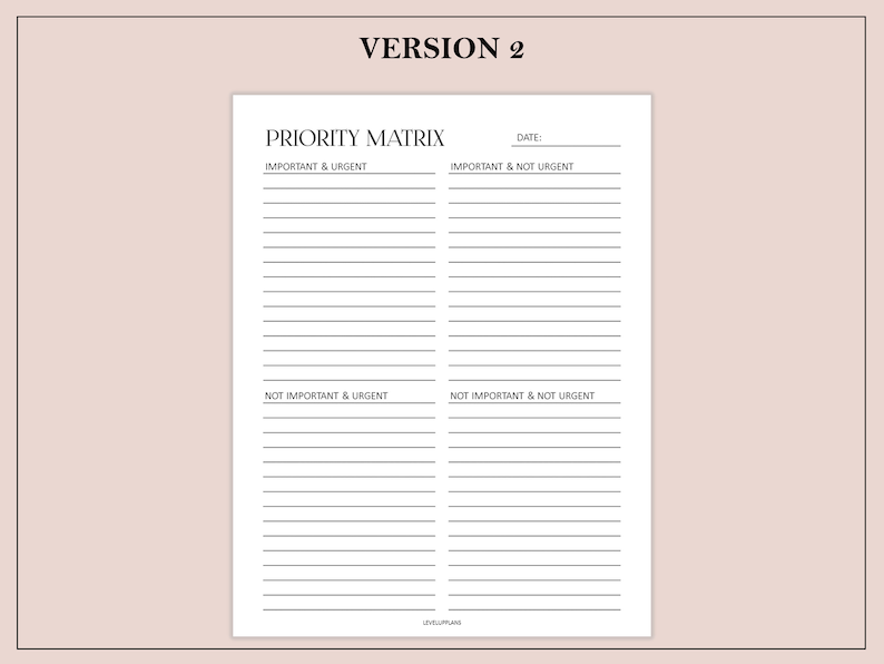 Priority Matrix Printable | Priorities Planner | Decision Matrix ...