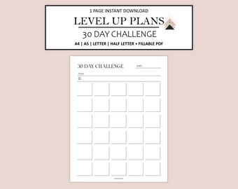 30 Day Challenge Printable Goal Setting Tracker Habit Tracker ...