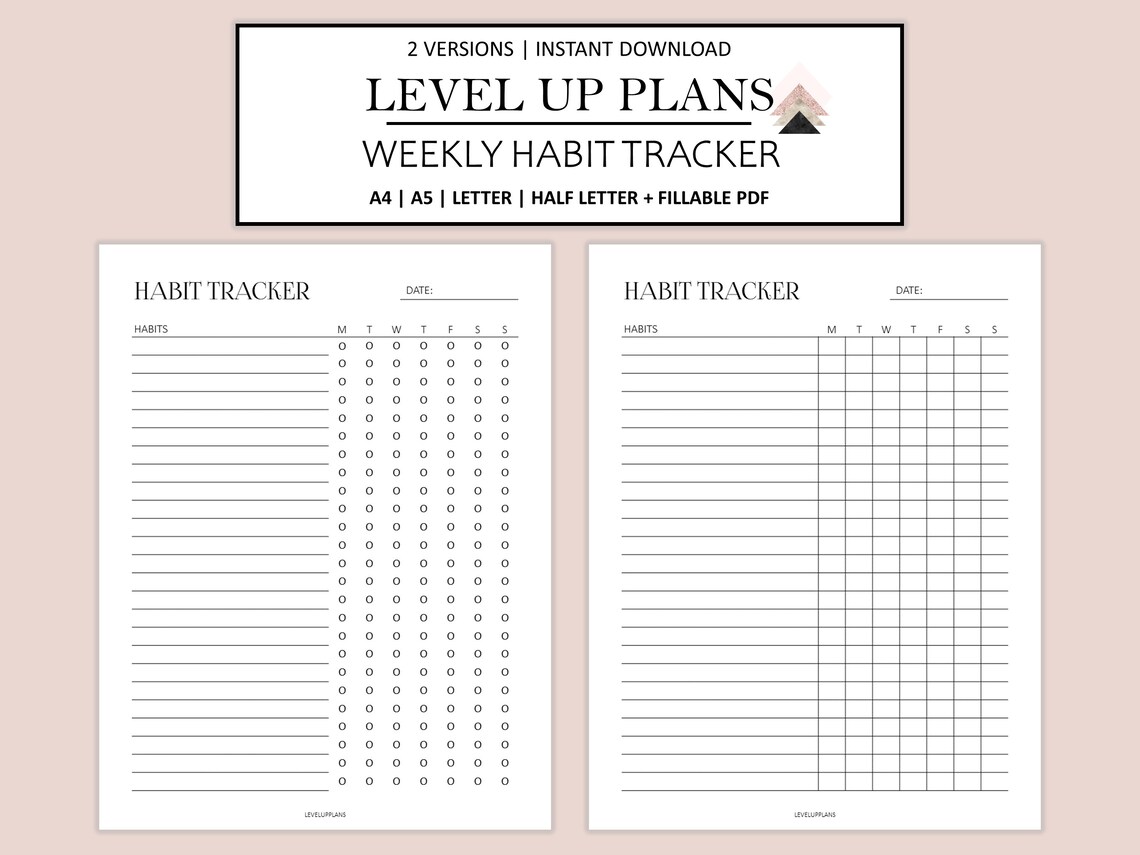 Weekly Habit Tracker Printable Routine Tracker Weekly Habit Challenge ...
