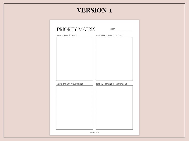 Priority Matrix Printable | Priorities Planner | Decision Matrix ...