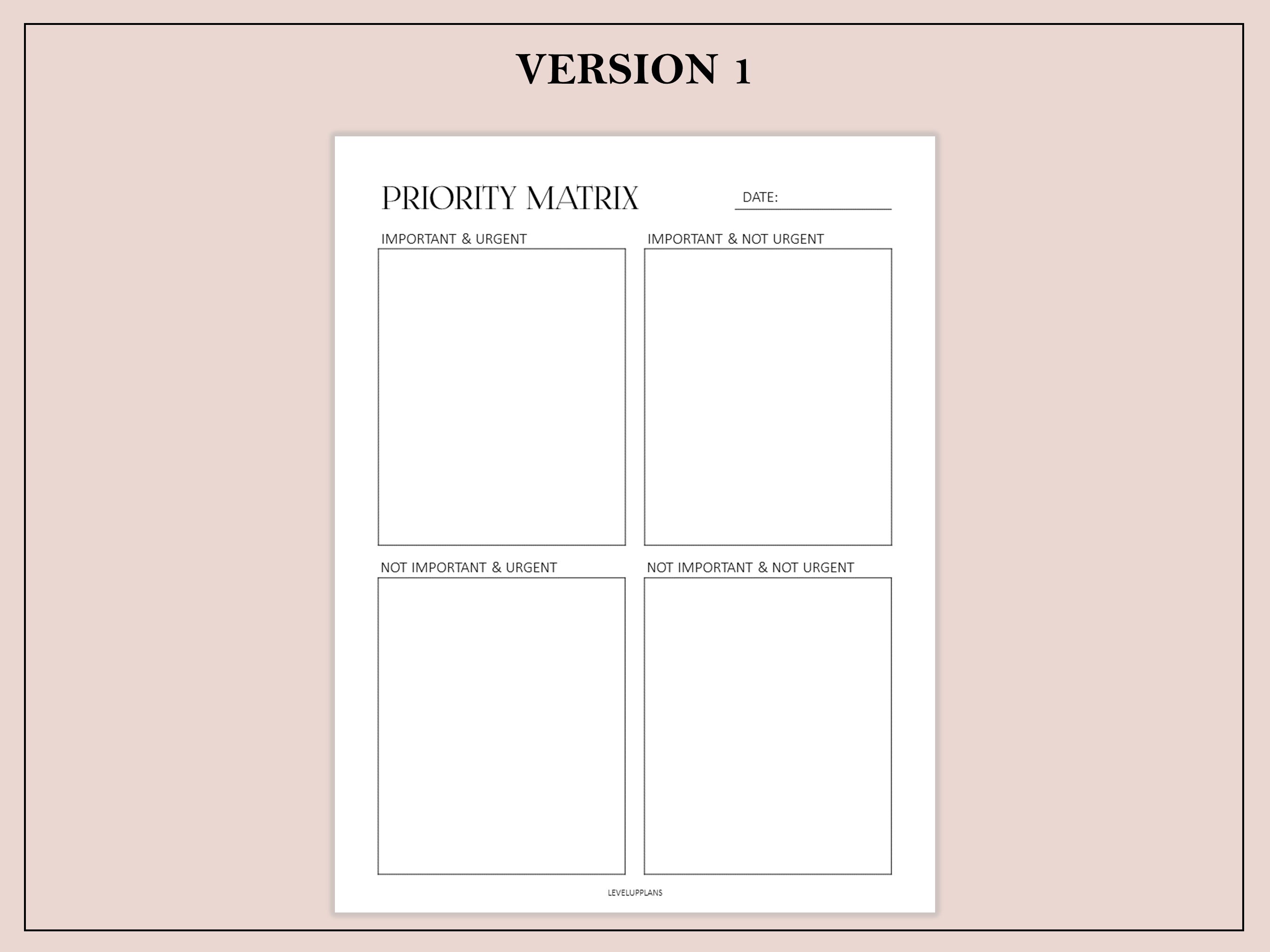 Priority Matrix Printable | Priorities Planner | Decision Matrix ...