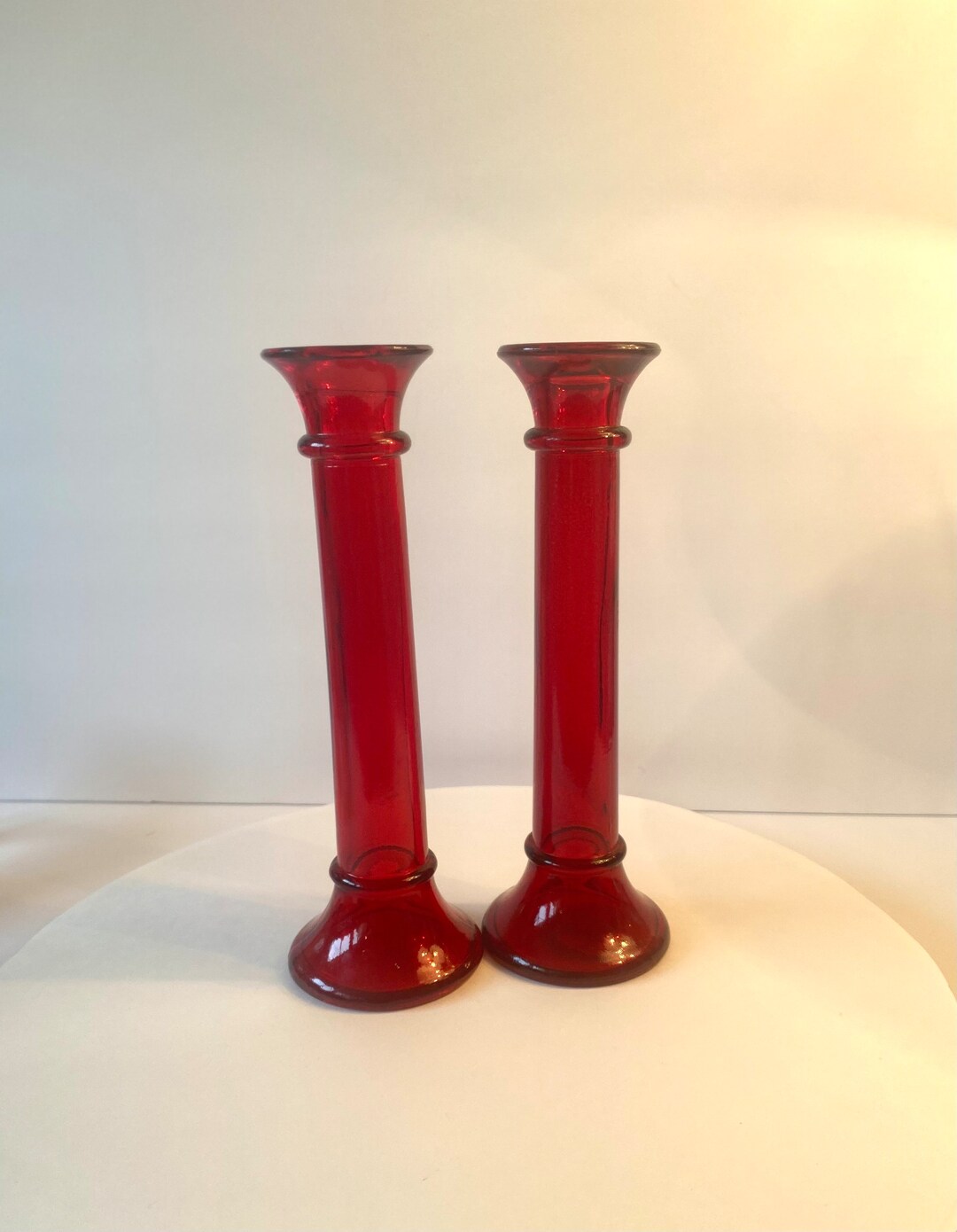 Set of 2 Indiana Glass Ruby Red Candlestick Holders 9 - Etsy