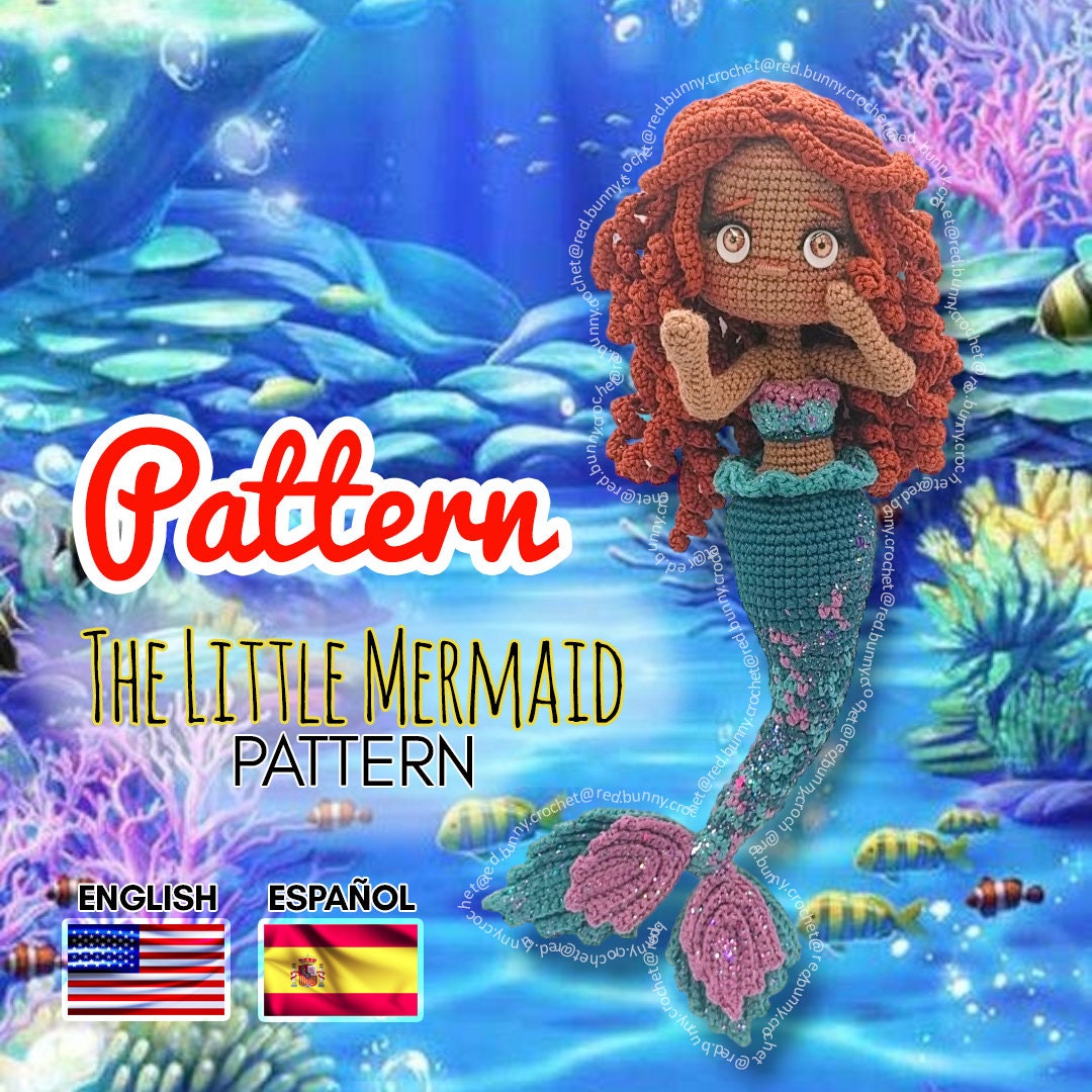 Crochet Pattern Little Mermaid Amigurumi Doll ENGLISH & SPANISH - Etsy
