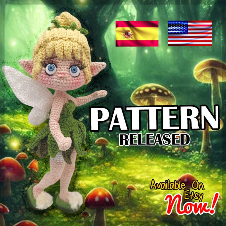 ENGLISH PDF Crochet Pattern for Green Fairy Amigurumi Doll - Etsy