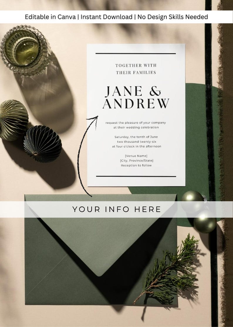 Editable Wedding Bundle | Invitation Suite, Signs, Table Numbers ...