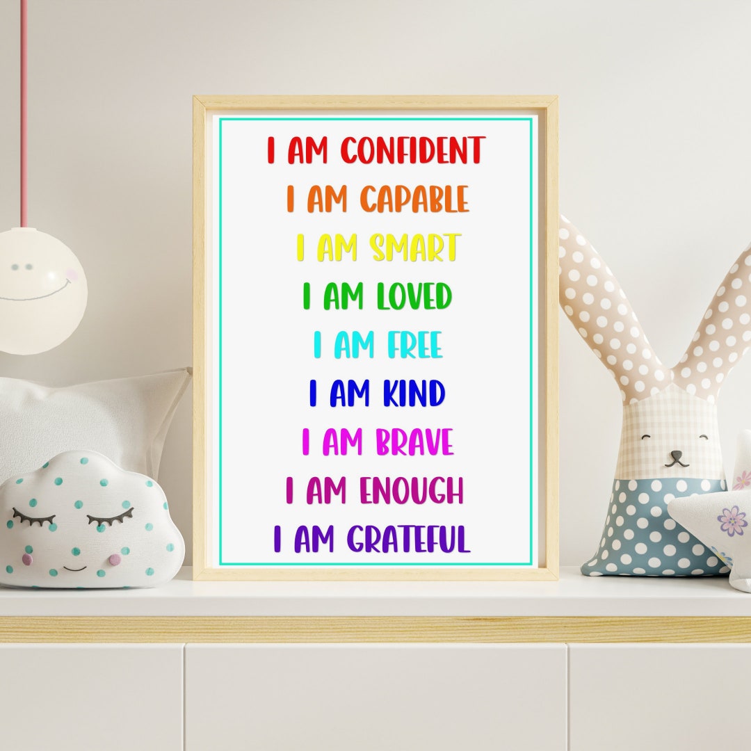 I Am Positive Affirmations Kids Poster - Printable Digital Art ...