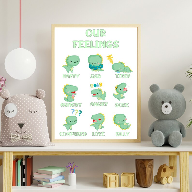Digital Dinosaur Feelings Poster – Instant Download Cute Emotional ...
