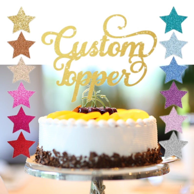 Personalized Glitter Cake Topper - Customizable Birthday Party ...