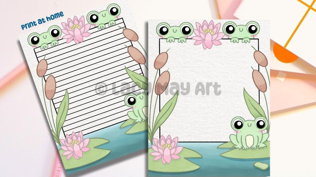 Kawaii Frog Stationery Letter Set Cute Digital Letter Stationery Kawaii Stationery Printable ...
